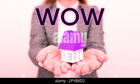 Writing displaying text Wow, Concept meaning Expressing astonishment ...