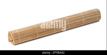 Twisted bamboo table mat on white isolated background, coaster for cups ...