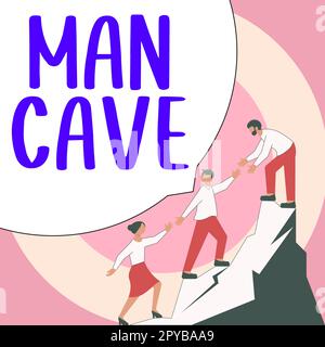 Hand writing sign Man Cave, Business overview a room, space or area of ...