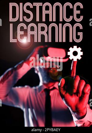 Text showing inspiration Distance Learning. Internet Concept ...