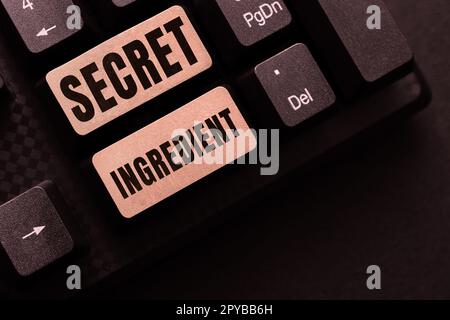 Text sign showing Secret Ingredient. Business approach special ...