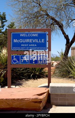 McGuireville Rest Area Sign Arizona USA Stock Photo - Alamy