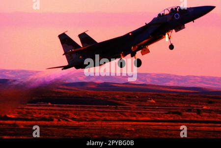 Israeli Air force (IAF) F-15 (Baz) Fighter jet in flight with anti ...