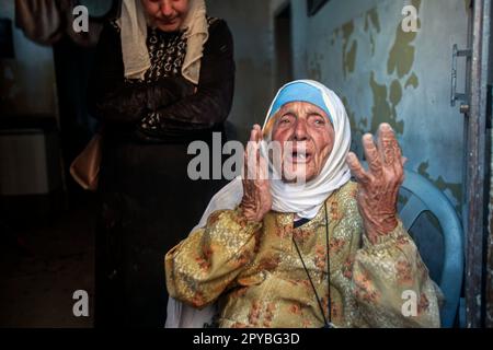 Ayush, the grandmother of the late Palestinian Muhammad Souf, weeps and ...