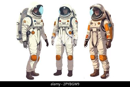 White space suit template. Spacesuit with a big helmet for an avatar or ...