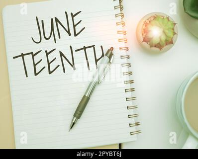 Inspiration showing sign June Teenth. Business showcase legal holiday ...