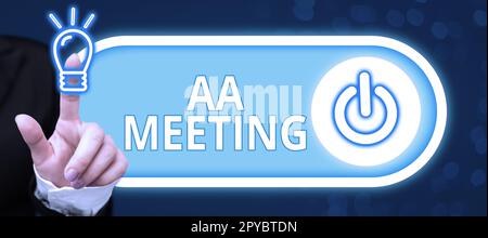 Hand writing sign Aa Meeting, Business concept gathering of alcohol ...