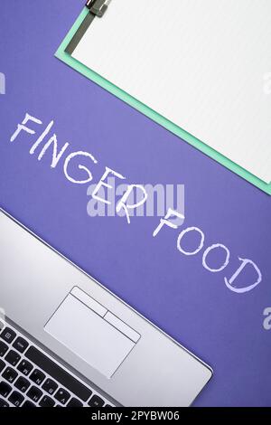 Text sign showing Finger Food. Conceptual photo products and digestives ...