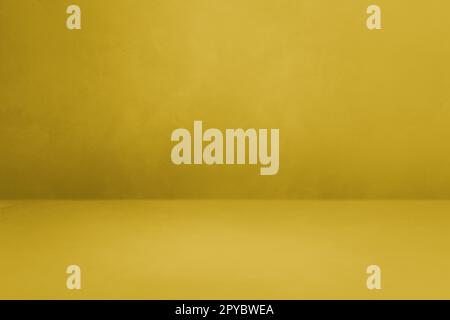 green ocher concrete interior background. Empty template scene ...