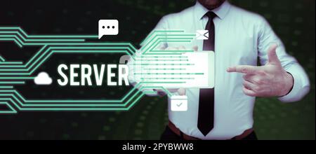 Conceptual caption Server. Business concept computer program which manages access centralized ...