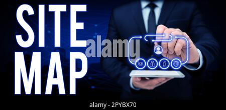 Handwriting text Site Map. Business idea designed to help both users ...