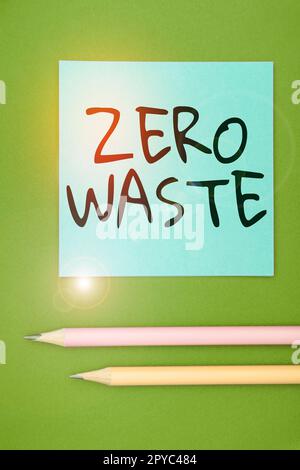 Writing displaying text Zero Waste. Business concept industrial responsibility includes ...
