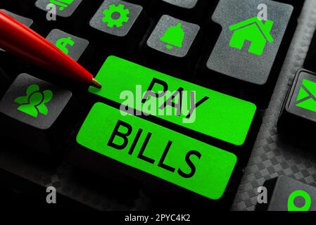 Text caption presenting Pay Bills, Business showcase list of expenses ...