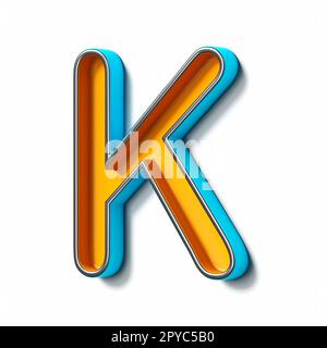 Orange blue thin metal font Letter C 3D rendering illustration isolated on white background ...