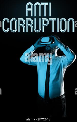 ANTI-CORRUPTION text written on green-black round stamp sign Stock ...