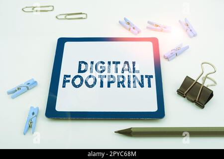 Text caption presenting Digital Footprint, Word for uses digital ...