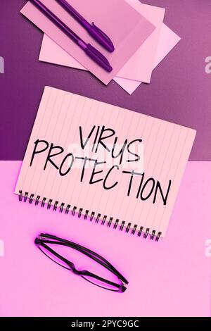 Hand writing sign Virus Protection. Internet Concept program designed ...