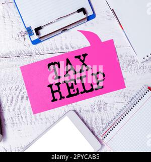 Hand writing sign Tax Help, Conceptual photo Assistance from the ...