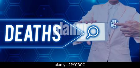 Inspiration showing sign Deaths. Word Written on permanent cessation of ...