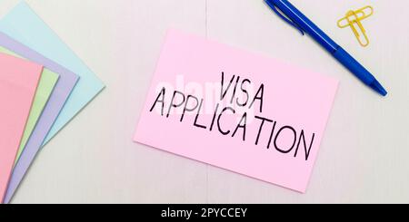 Writing displaying text Visa Application, Word Written on an process of ...