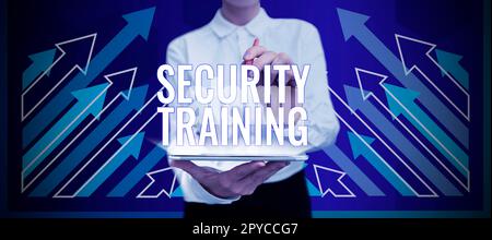 Hand writing sign Security Training, Business concept providing ...