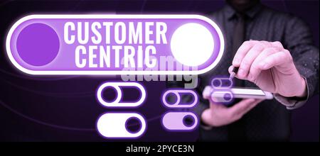 Handwriting text Customer Centric. Business showcase process of looking ...