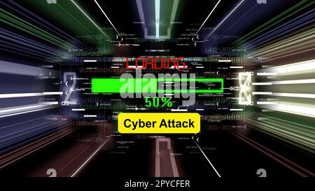 hacker with progress loading bar on computers Stock Photo - Alamy