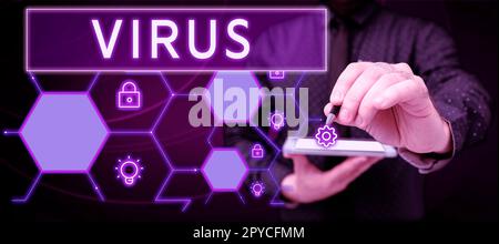 Hand writing sign Virus. Business concept infective agent that consists ...