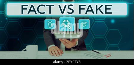 Sign displaying Fact Vs Fake. Word Written on Is it true or is false ...