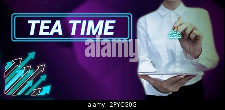 Conceptual caption Tea Time, Word for the time in the afternoon when ...