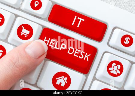 Writing displaying text It Help Desk, Internet Concept Online support ...