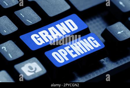 Conceptual display Grand Opening. Business showcase Ribbon Cutting New ...