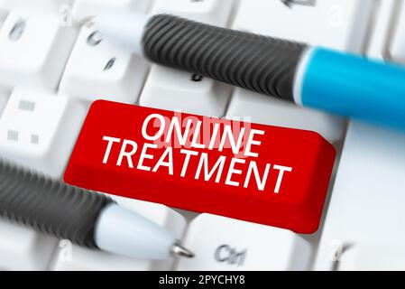 Handwriting text Online Treatment. Business overview delivery of mental ...