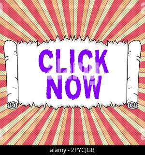 Inspiration showing sign Click Now. Business overview pressing the ...