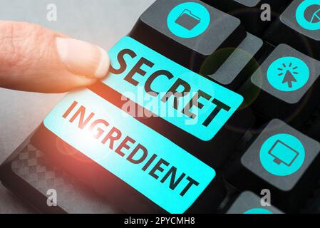 Conceptual display Secret Ingredient. Conceptual photo special ...