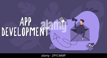 Text showing inspiration App Development, Business idea the act or ...