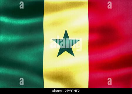 3D-Illustration of a Senegal flag - realistic waving fabric flag Stock ...