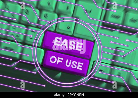 Hand writing sign Ease Of Use. Internet Concept User friendly easy to ...