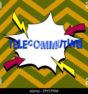 Text sign showing Telecommuting. Business photo showcasing work at home ...