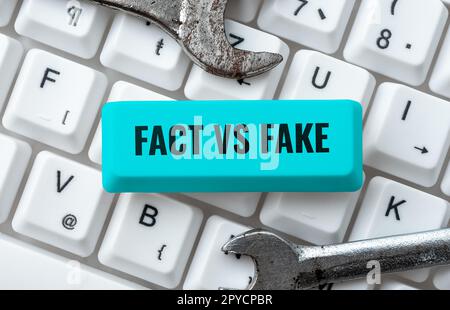 Conceptual caption Fact Vs Fake. Conceptual photo Is it true or is ...