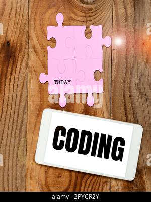 Handwriting text Coding. Conceptual photo assigning code to something ...