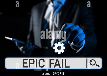 Writing displaying text Epic Fail, Business concept a spectacularly ...