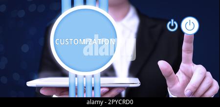 Text showing inspiration Customization. Word for modifying something ...