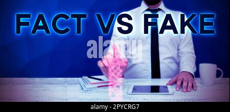 Text caption presenting Fact Vs Fake. Word Written on Is it true or is ...
