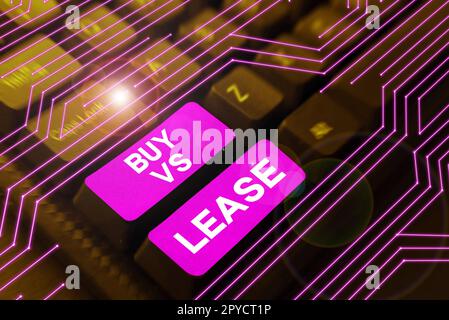 Hand writing sign Buy Vs Lease. Word Written on Own something versus ...