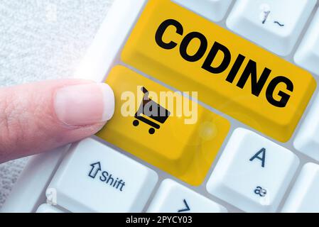 Inspiration showing sign Coding. Word Written on assigning code to something for classification ...
