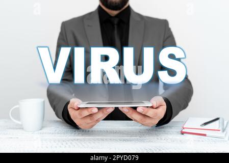 Handwriting text Virus Detected. Internet Concept A computer program ...