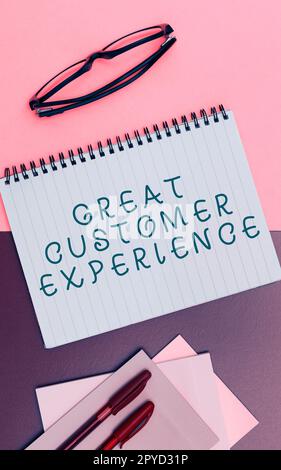 Hand writing sign Great Customer Experience, Word Written on responding ...