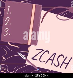 Writing displaying text Zcash. Concept meaning cryptocurrency with ...