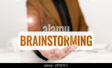 Conceptual caption Brainstorming. Concept meaning Hold a group ...